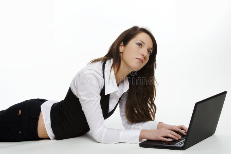 Thinking working girl stock photo. Image of corporation - 4489926