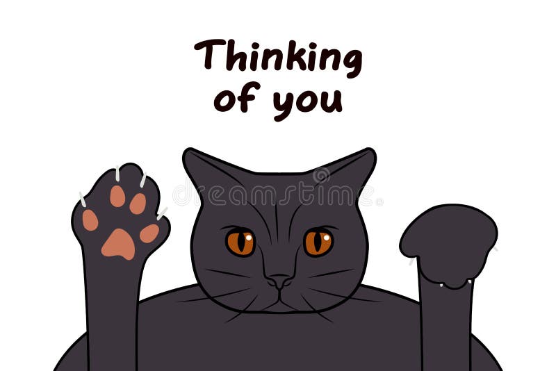 Thinking of You the Cat Card. Stock Vector Illustration, Eps10. Stock ...
