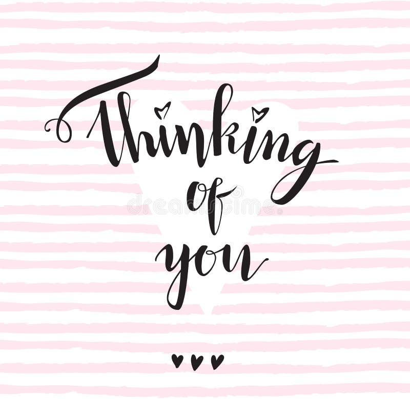 Thinking of You. Vector Lettering. Font Composition on the Pink Stock ...