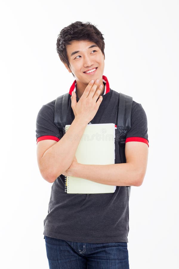Thinking Young Asian Student. Stock Image - Image of person, expression ...