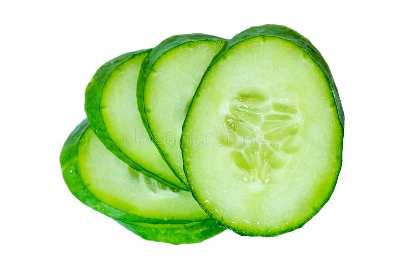 Thinly Sliced Cucumber Isolated on White Stock Photo - Image of white ...