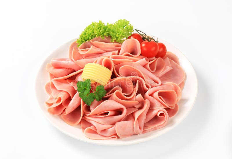 Thinly sliced ham stock image. Image of fresh, plate - 31201723
