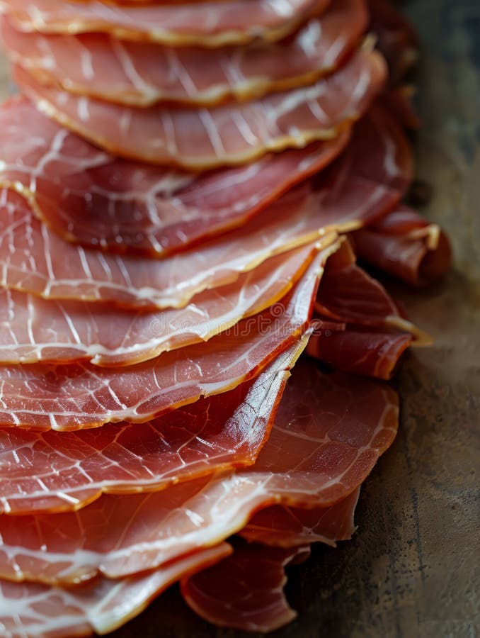 Thinly Sliced Prosciutto Arranged in Overlapping Layers Stock Image ...