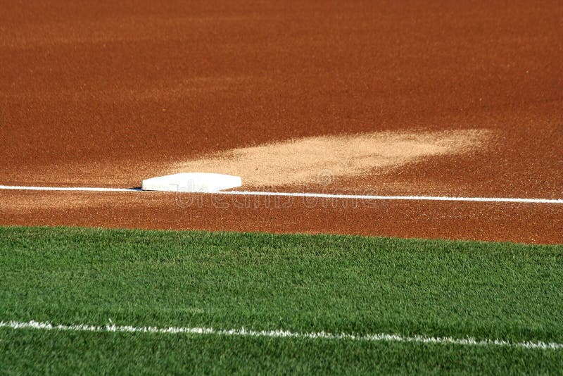 Third Base on a Baseball Field Stock Image - Image of grass, recreation ...
