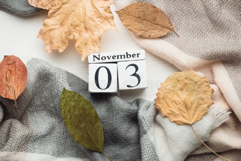 Third Day of Autumn Month Calendar November Stock Photo - Image of ...