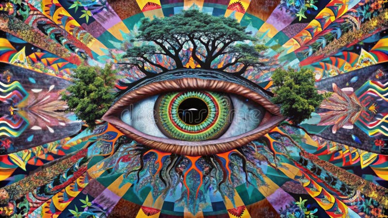 Third-Eye Vision Tree of Life Collage Stock Illustration - Illustration ...