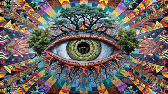 Third-Eye Vision Tree of Life Collage Stock Illustration - Illustration ...