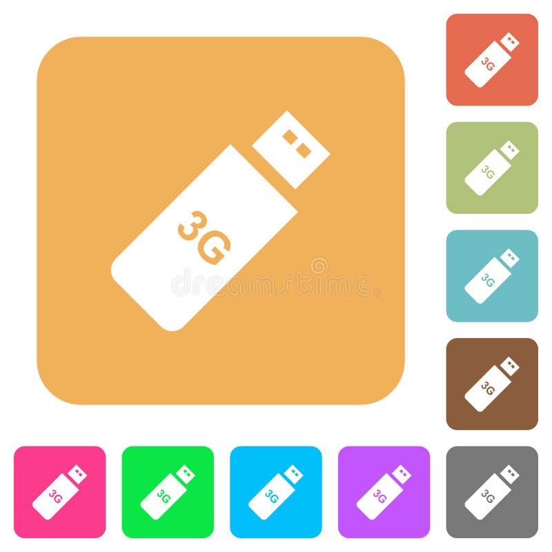 Third Generation Mobile Stick Rounded Square Flat Icons Stock Vector ...