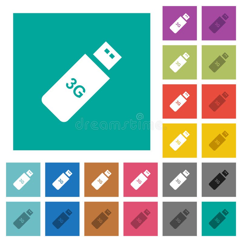 Third Generation Mobile Stick Square Flat Multi Colored Icons Stock ...