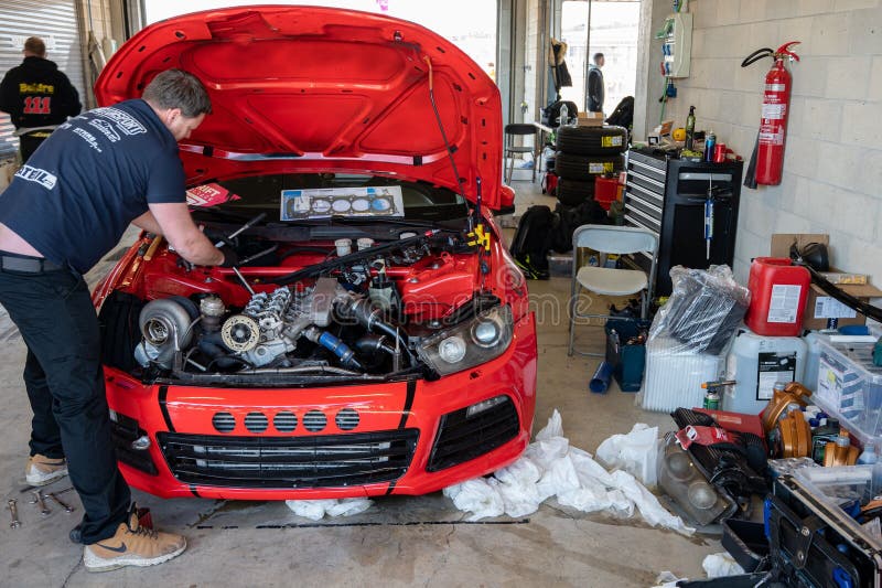 Third Generation Red Volkswagen Scirocco in the Workshop, it Has a Swap ...