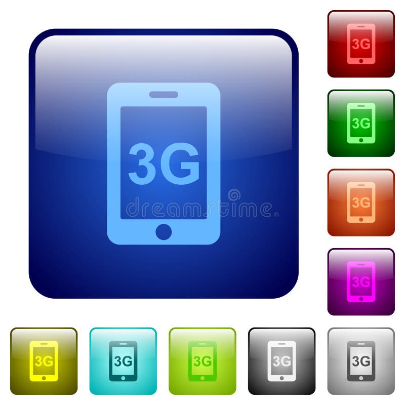 Third Gereration Mobile Network Color Square Buttons Stock Vector ...