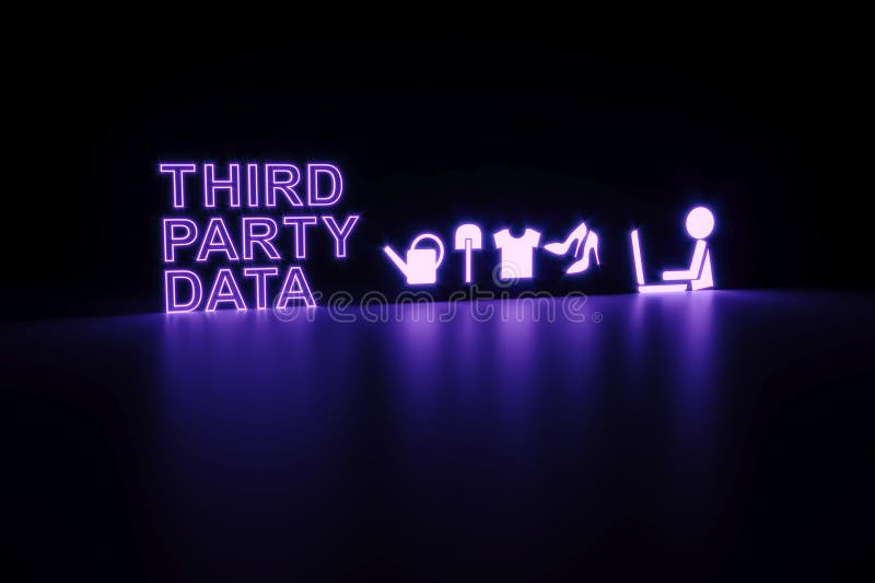 Big Data. Neon Symbol on Blue Map Background with Binary Code. Data ...