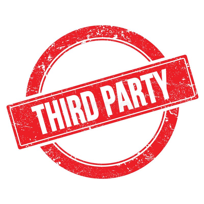 THIRD PARTY Text on Red Grungy Round Stamp Stock Illustration ...