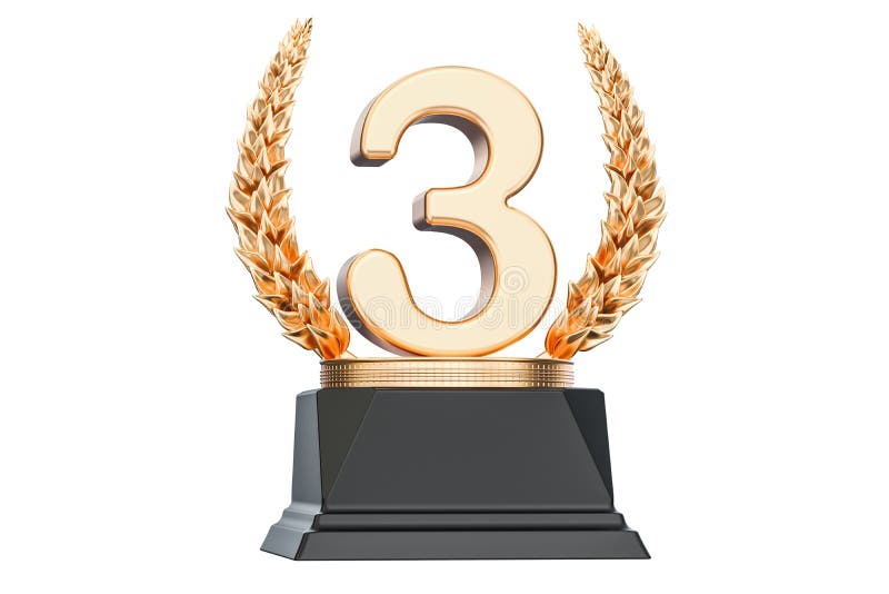 Third place trophy cup stock illustration. Illustration of champ - 25897279
