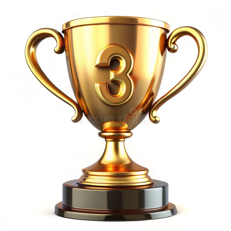 Third Place Trophy 3D Illustration Stock Illustration - Illustration of ...