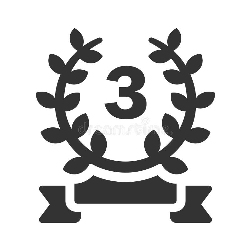 Third place wreath Icon stock vector. Illustration of approve - 290854732
