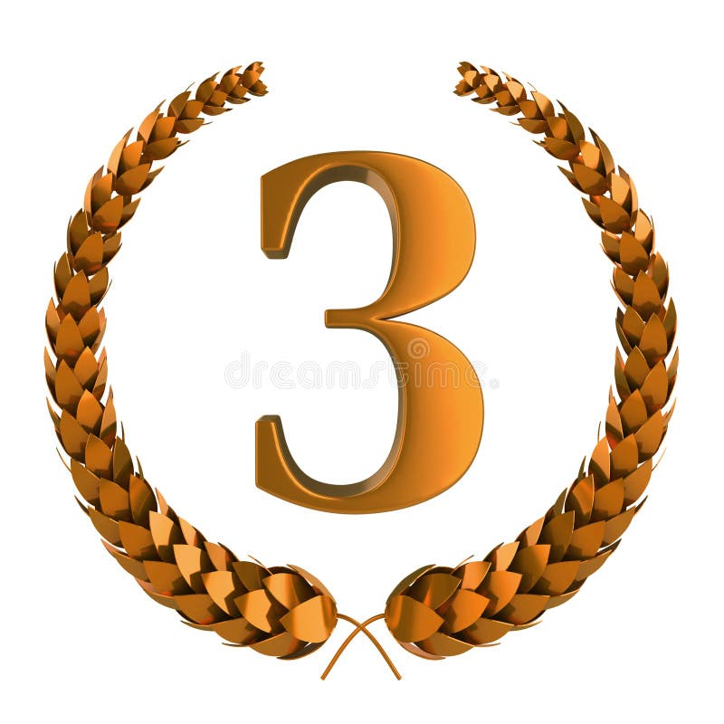 Third Prize Copper 3d Laurel Isolated on White Background Stock ...
