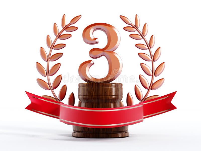 Third prize trophy stock illustration. Illustration of place - 55844397