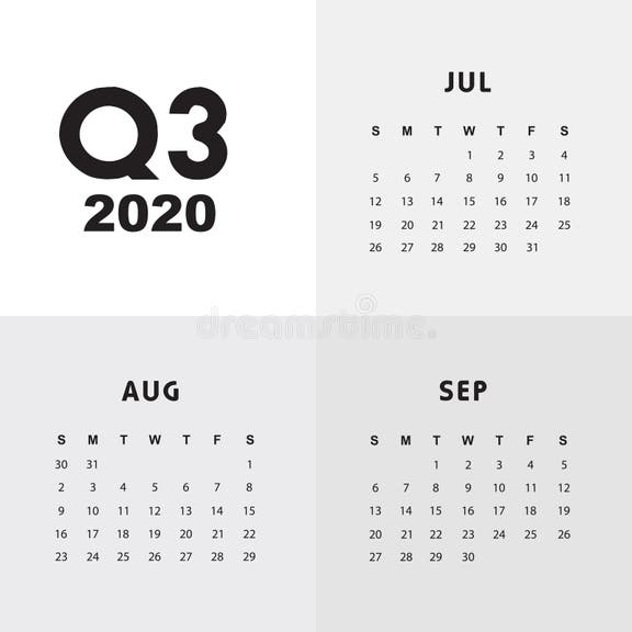 Third Quarter of Calendar 2020 Stock Vector - Illustration of august ...
