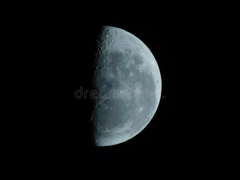 Third Quarter Phase of the Moon at Night Stock Image - Image of star ...