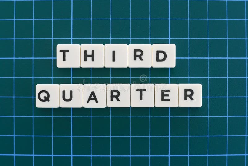 Third Quarter Word Made of Square Letter Word on Grey Background Stock ...