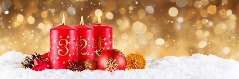 Third 3rd Sunday in Advent with Candle Christmas Time Decoration Banner ...