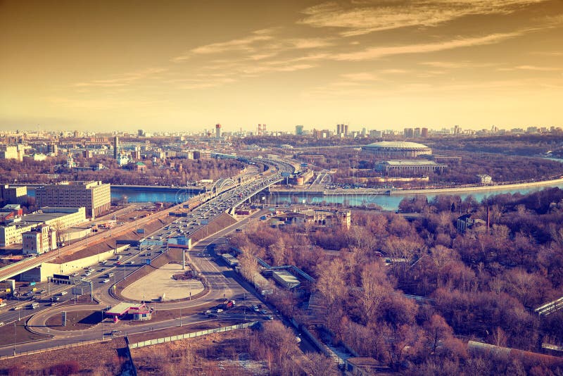 Third Ring Road, the River Moscow, Sports Complex Luzhniki Stock Image ...
