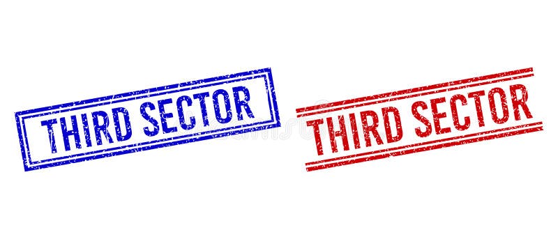 Scratched Textured THIRD SECTOR Stamps with Double Lines Stock Vector ...