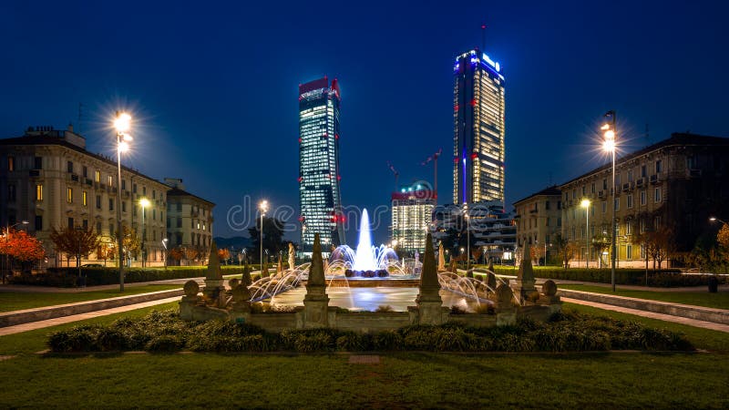 The Third Tower is Growing in Milan by Night Editorial Stock Image ...