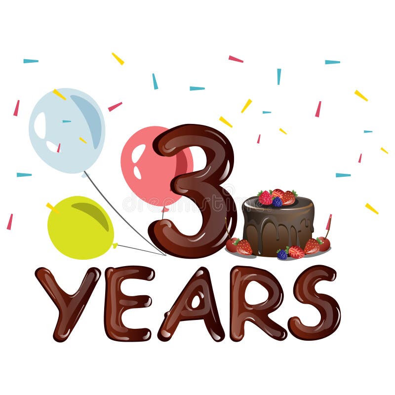 Third Year Happy Birthday Postcard Stock Vector - Illustration of baby ...