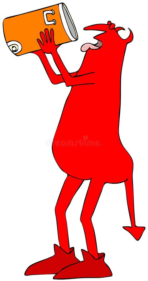 Thirsty red devil stock illustration. Illustration of cartoon - 95626397