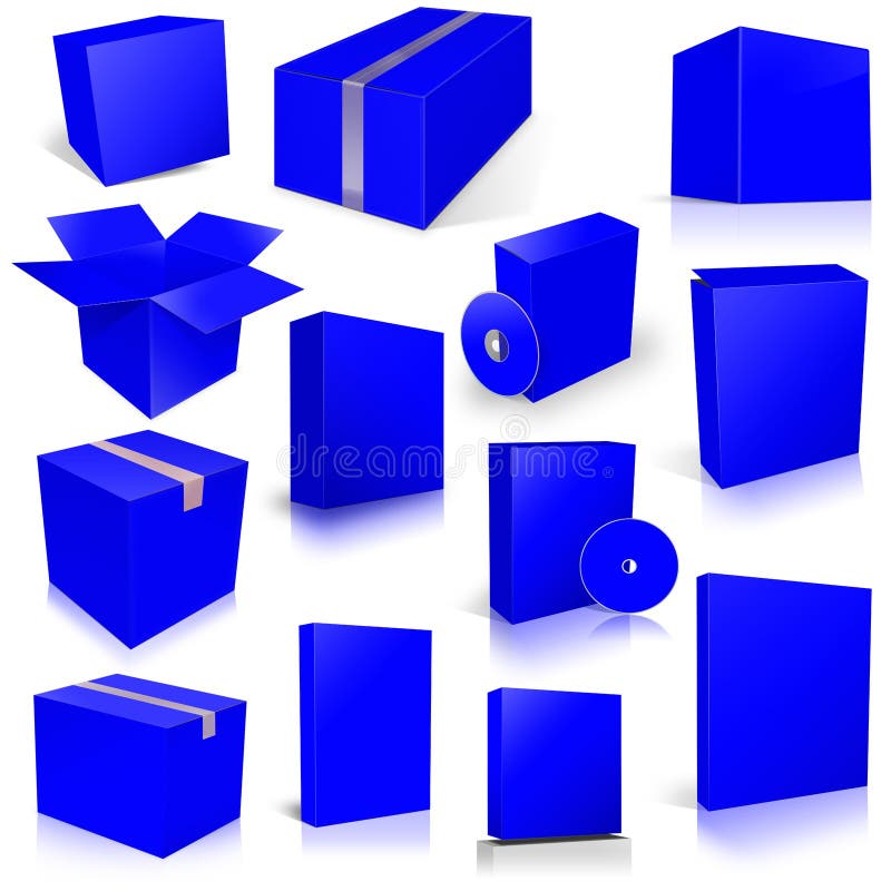 Thirteen Blue Shipping Box and Software Boxes for Layouts and ...