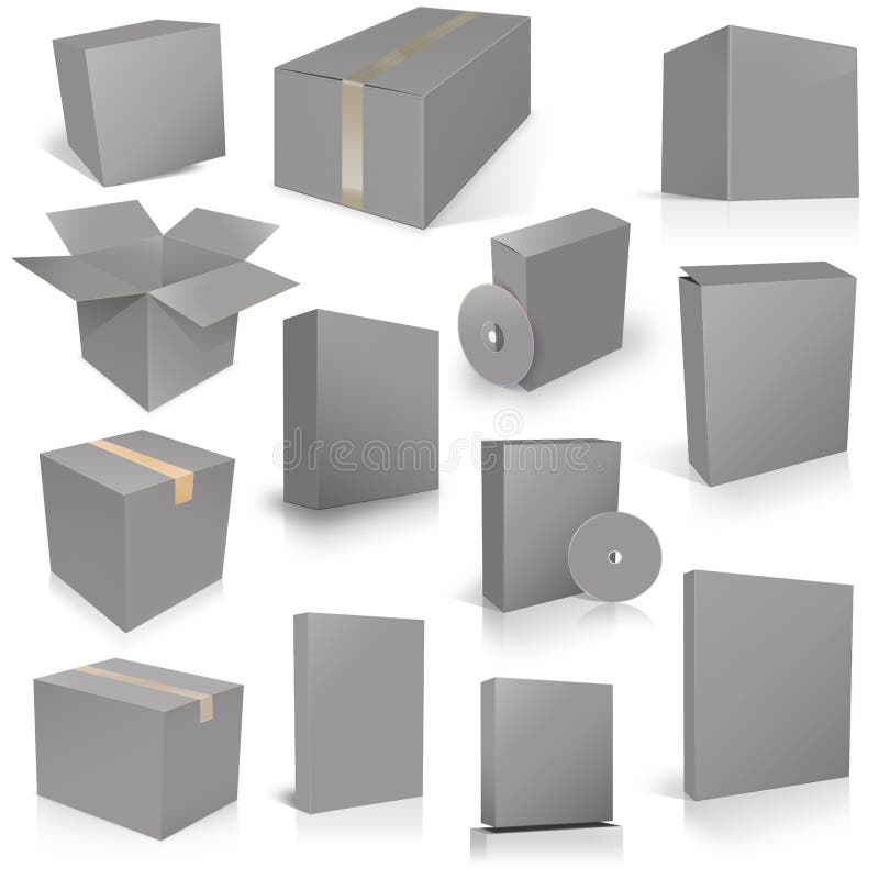 Thirteen Grey Shipping Box and Software Boxes for Layouts and ...
