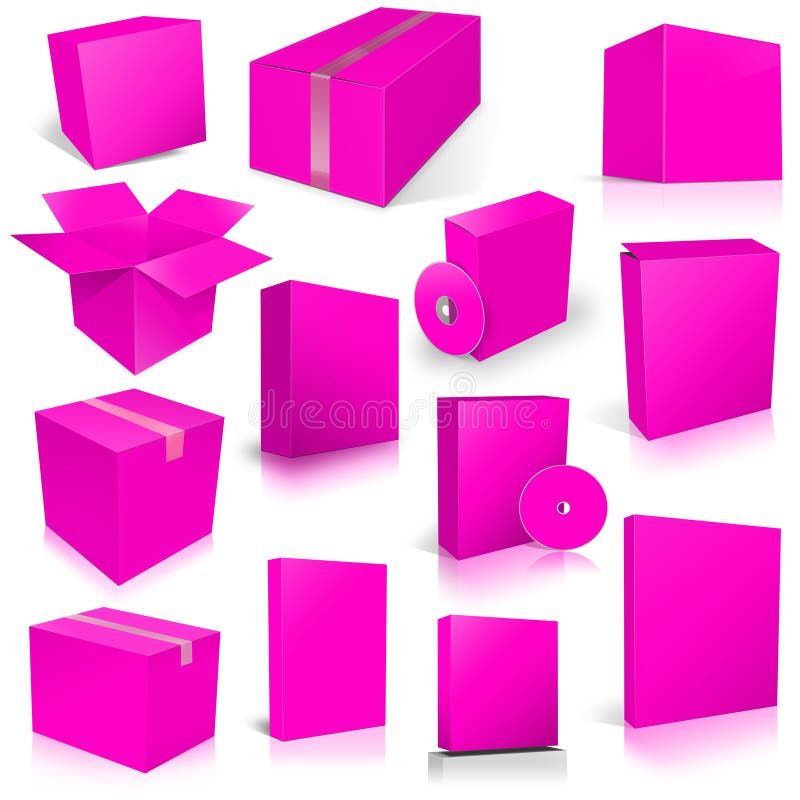 Thirteen Magenta Shipping Box and Software Boxes for Layouts and ...