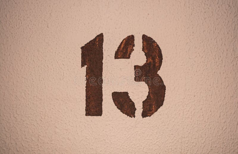 Thirteen on the wall stock photo. Image of thirteen, paint - 73375010