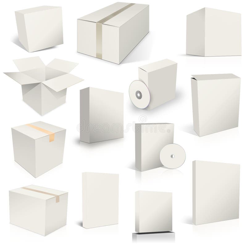 Thirteen White Shipping Box and Software Boxes for Layouts and ...