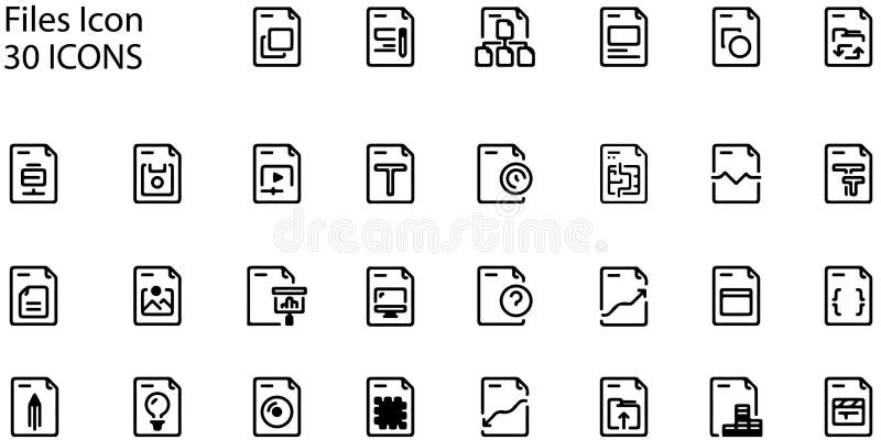 Set of Files Icons. Line Art Style Icons Bundle. Illustratio Stock ...