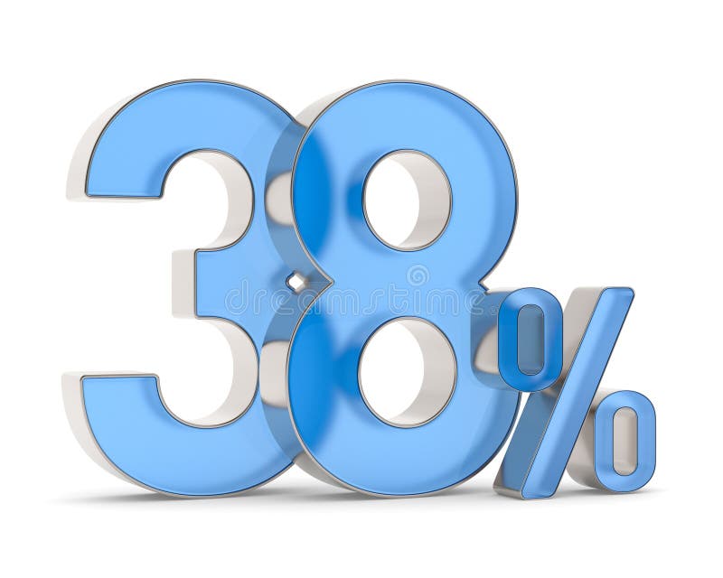 Thirty Eight Percent on White Background. Isolated 3D Illustration ...