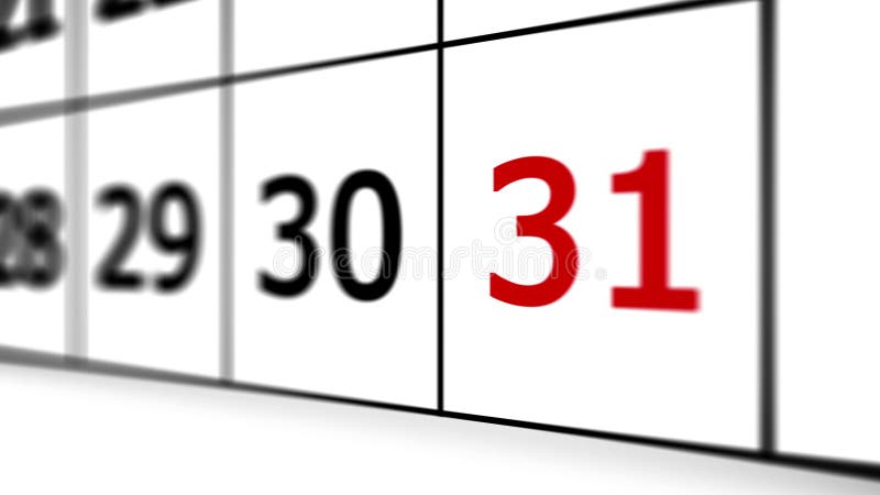 Thirty-first Day of the Calendar Stock Illustration - Illustration of ...