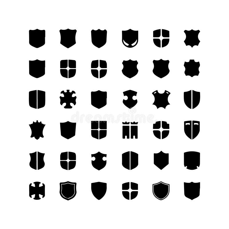 A Set of Black Shield Silhouettes Arranged in a Clean, Evenly Spaced ...