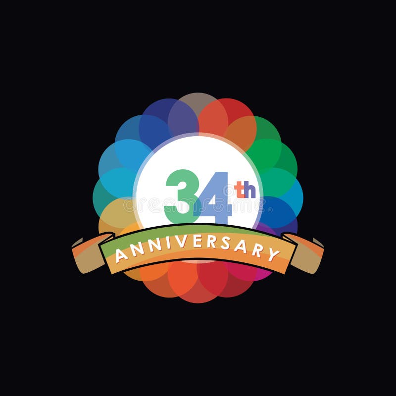 Thirty-four Anniversary Logo Vector Stock Vector - Illustration of icon ...