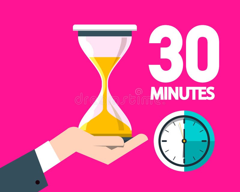 30 Thirty Minutes Clock in Hand Icon or Sign Stock Vector ...