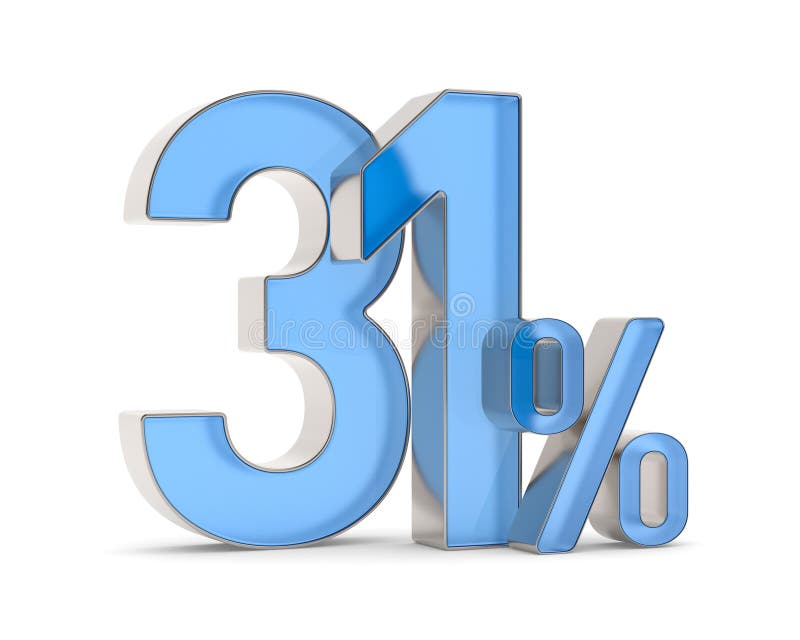 Thirty One Percent on White Background. Isolated 3D Illustration Stock ...