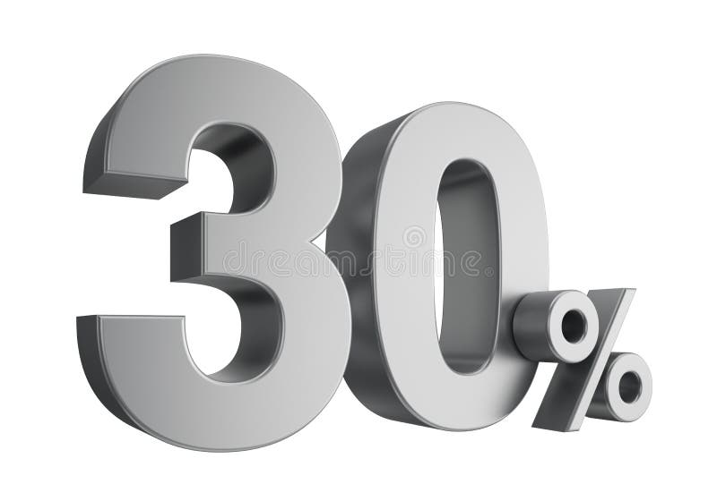 Thirty Percent or 30 Isolated on White Background. 3d Rendering Stock ...