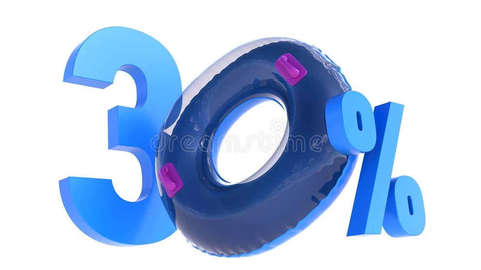 Thirty Percent with Swiming Ring Isolated on White, Stock Illustration ...