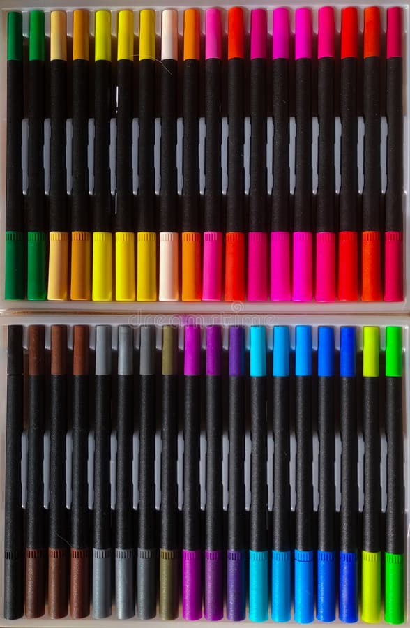 Thirty Six Different Colored Markers Stock Photo - Image of pink ...