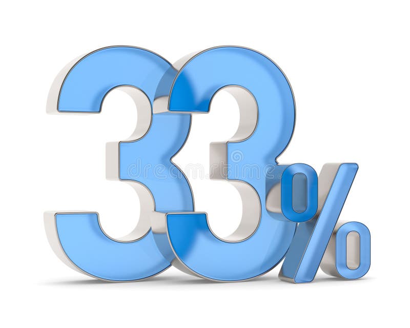 Thirty Three Percent on White Background. Isolated 3D Illustration Stock Illustration ...