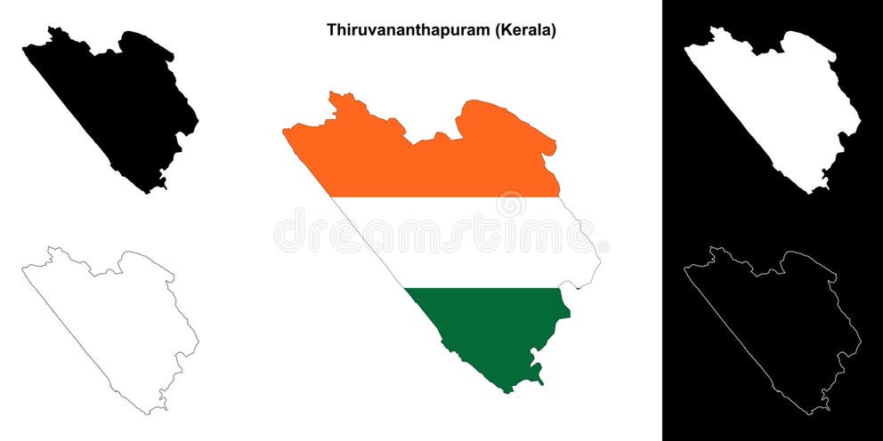 Thiruvananthapuram Outline Map Stock Vector - Illustration of kerala ...
