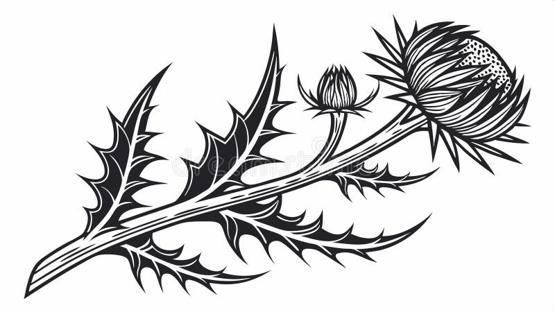 Thistle Flower Corner, Wild Botanical Element Vector Design Generative ...
