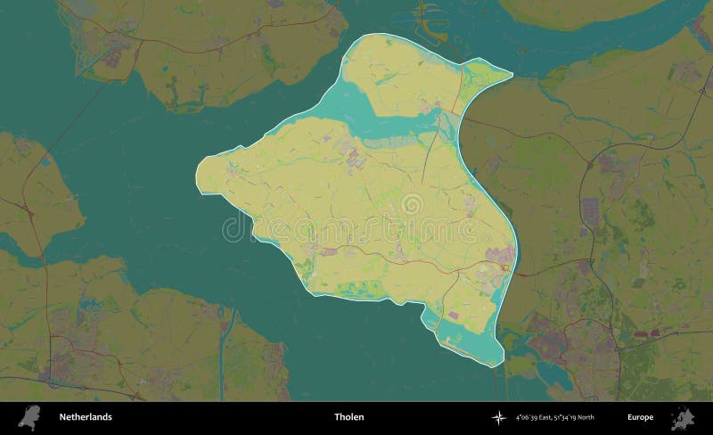Tholen Highlighted, Netherlands. Topographic Humanitarian Stock ...
